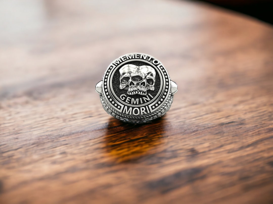 Gothic Gemini Symbol Ring, Signet Zodiac Ring, Memento Mori Horoscope ...