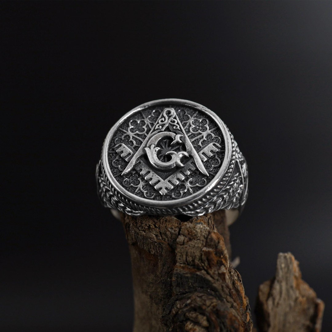 Masonic Symbol Ring, Freemason Signet Ring, Master Mason Rings ...