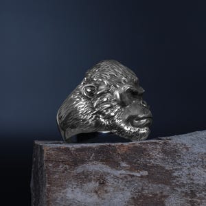 Angry Gorilla Head Men Ring, King Kong Ring, Ape Mens Ring, Unique ...