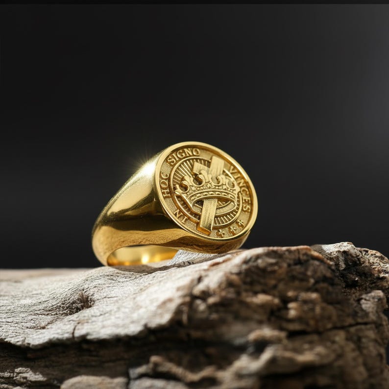 In Hoc Signo Vinces Signet Ring: Seal of Knights Templar Ring, Sterling ...