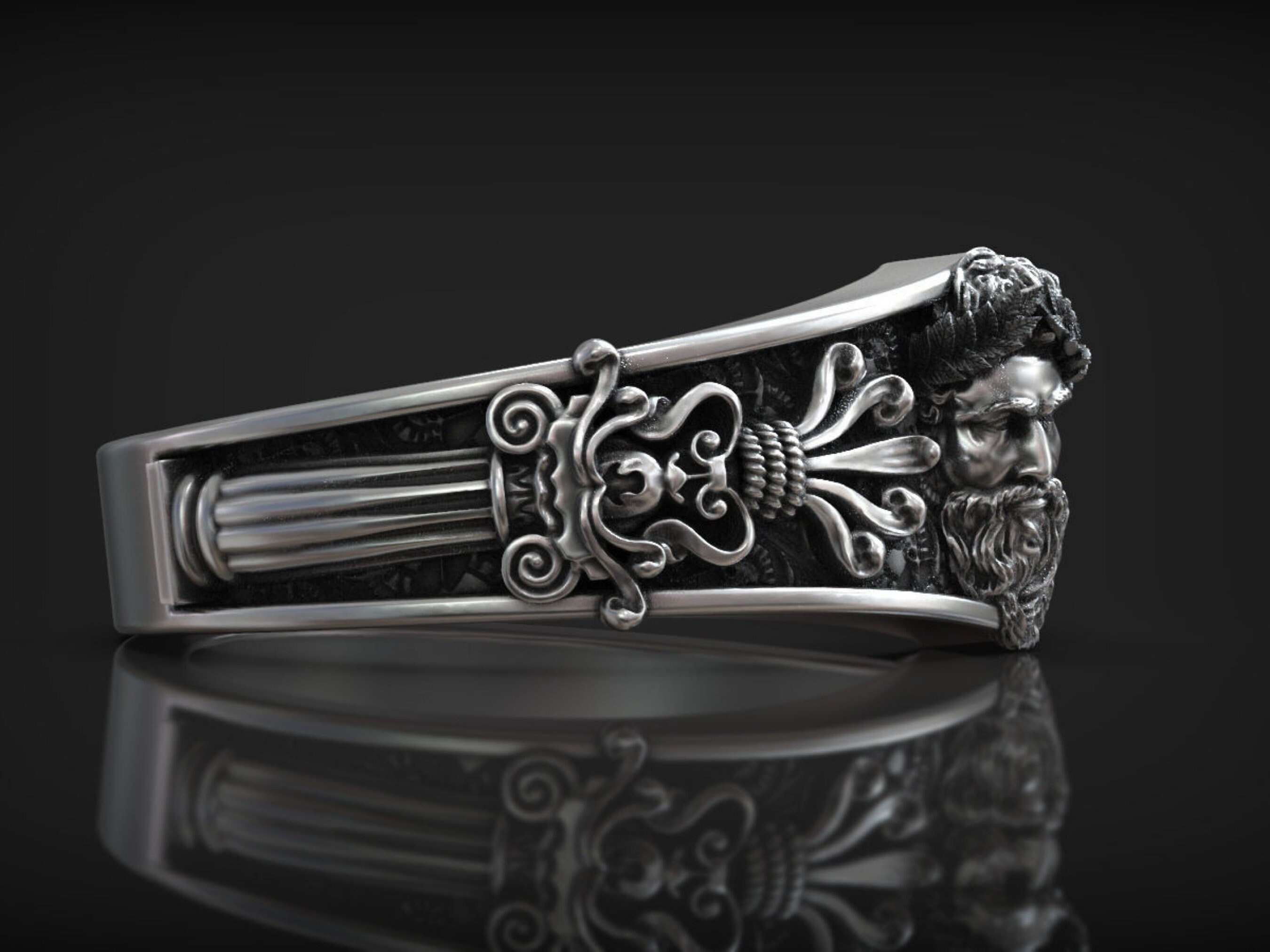 Engraved Zeus Head Ring, Greek God Zeus Band Ring, Greek Mythology Band ...