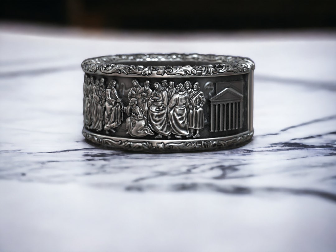 Keys of Heaven Band Ring: Sterling Silver Detailed Saint Peter Apostle ...
