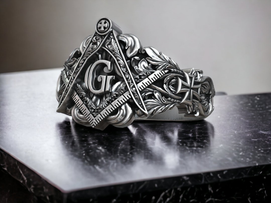 Freemason Ring, Masonry Signet Ring, Masonic Rings, 925 Sterling Silver ...