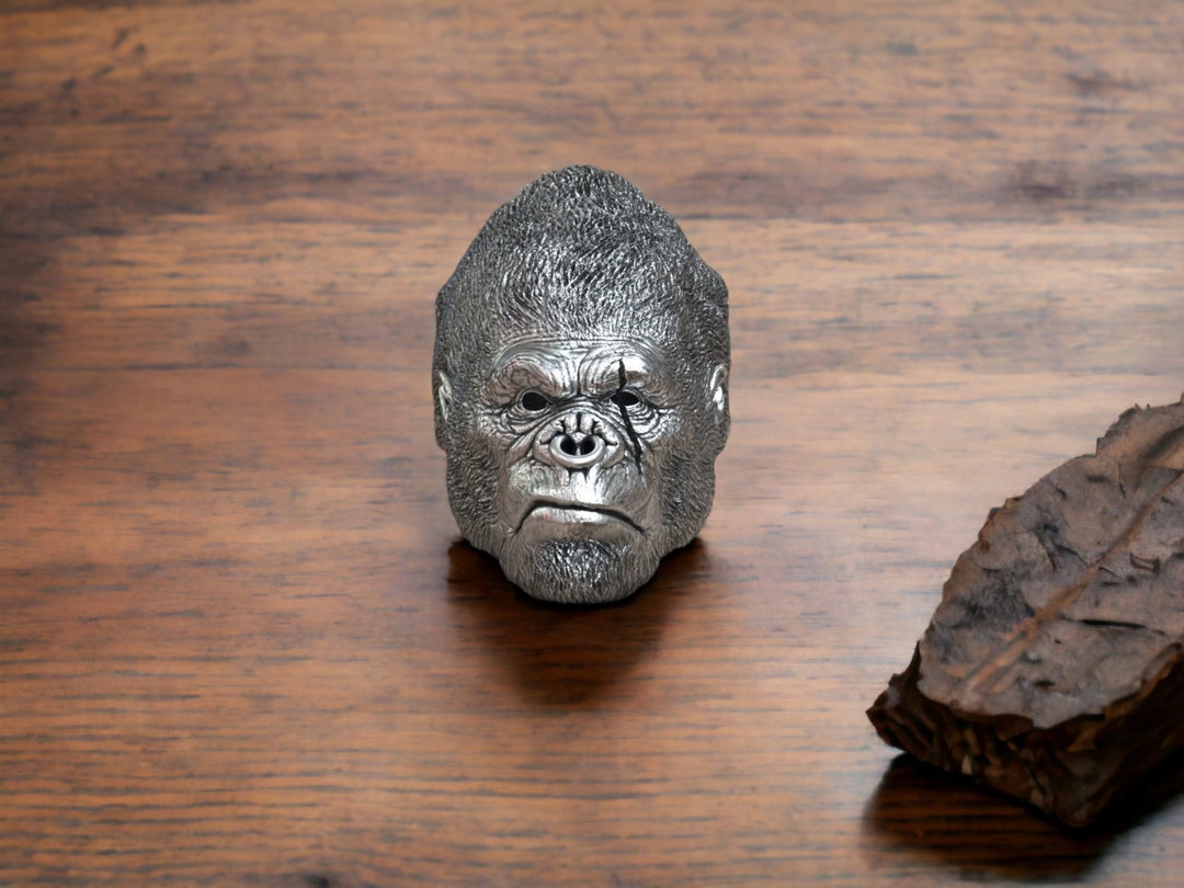 Silver Angry Gorilla Head Men Ring, Ape Monkey Ring, King Kong Ring, 3D ...