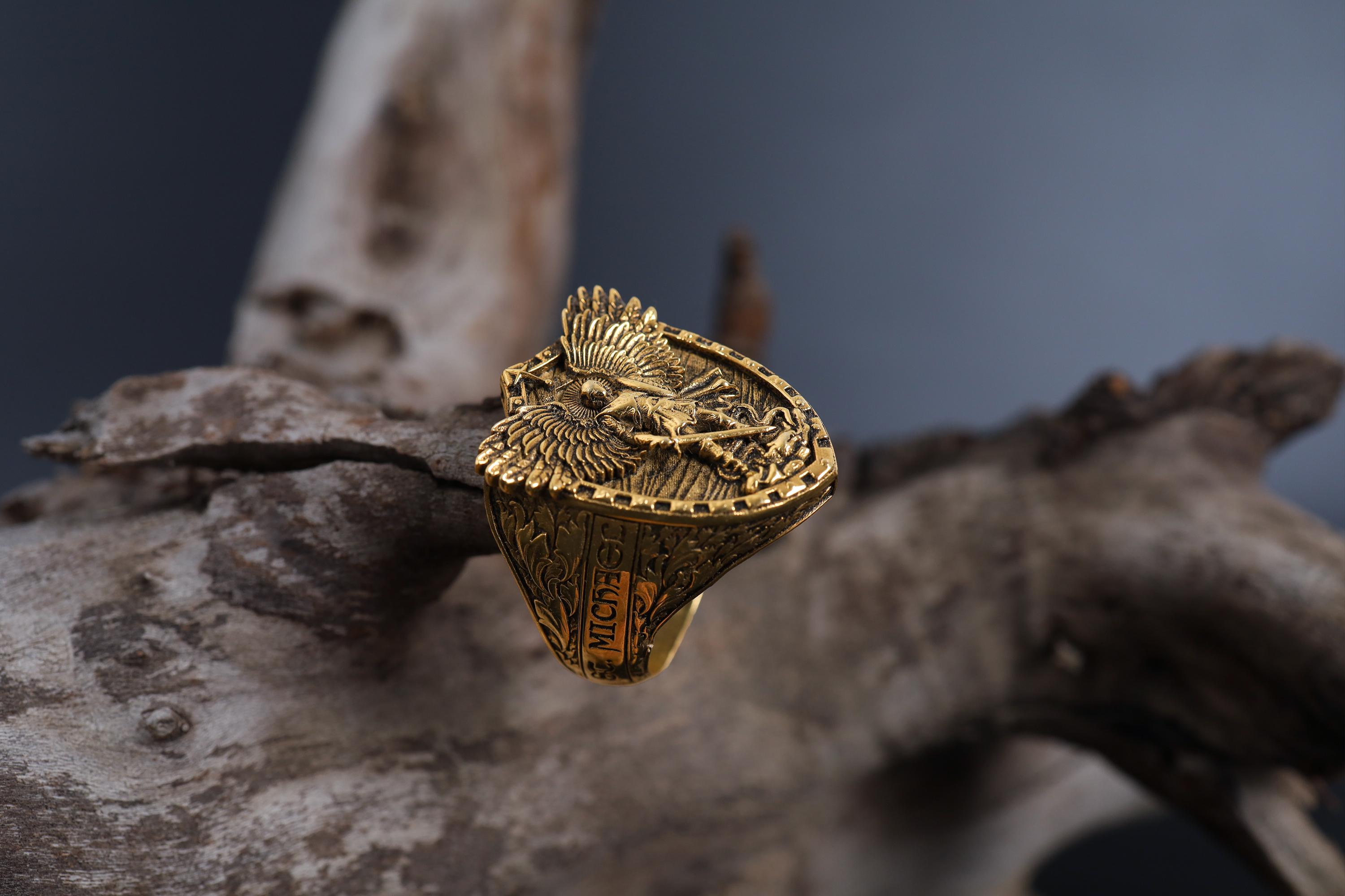 925k Silver Archangel Michael Ring, Religious Jewelry, Savior Gift ...