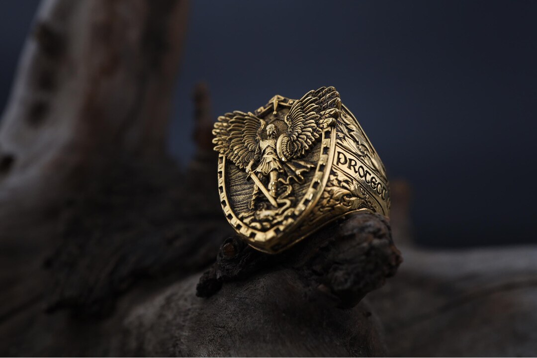 Saint Michael Archangel Ring, 3D Men Ring, Men Christian Ring ...
