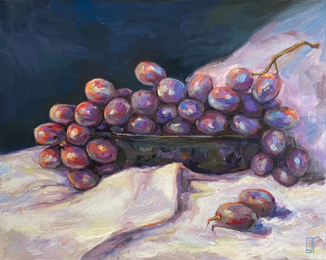 Juicy Grapes. Original Oil Painting - Etsy