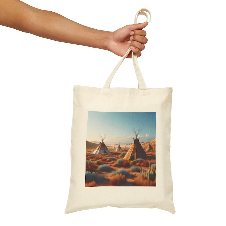 Desert Dwellings Tote Bag - Native American Village Canvas Tote, Eco ...