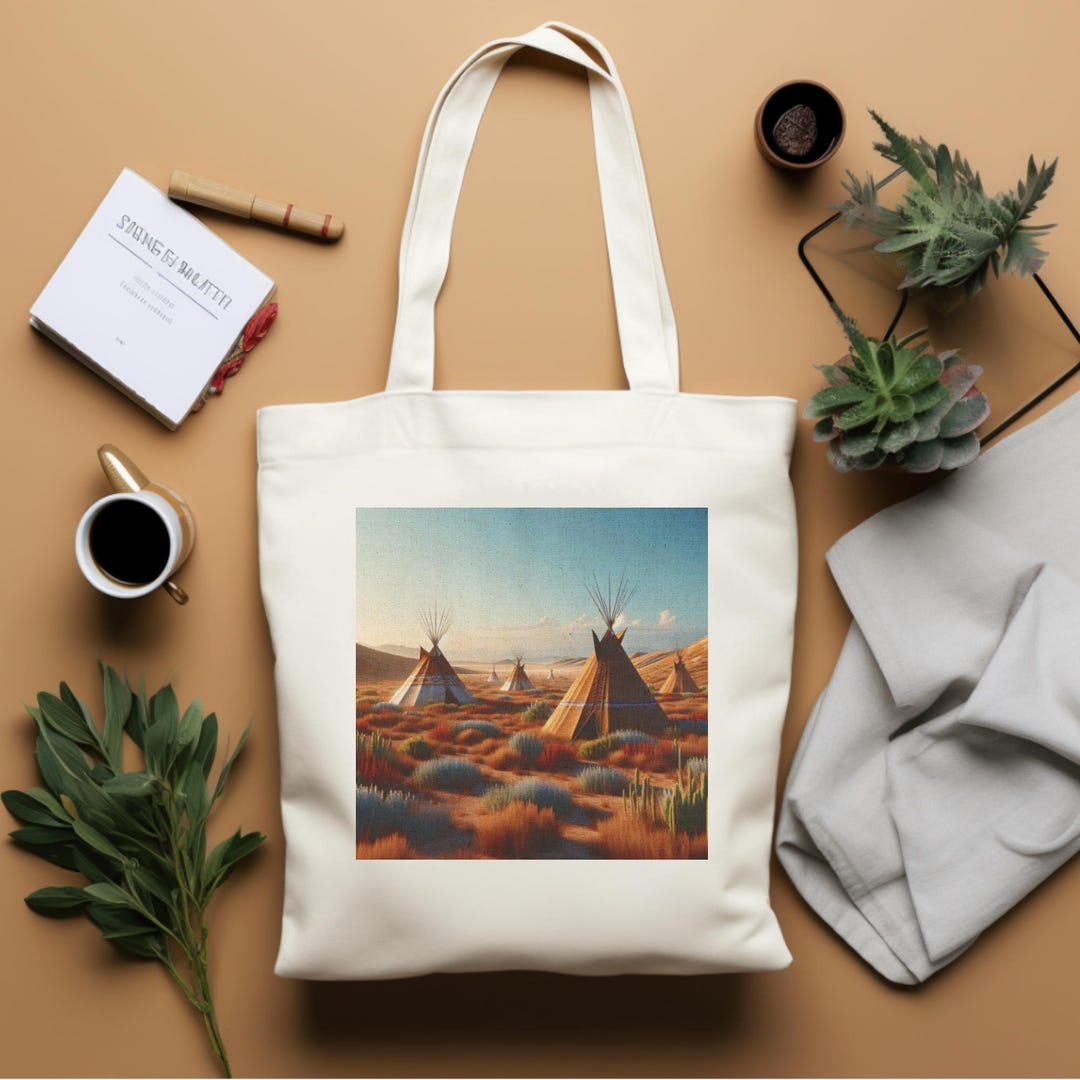 Desert Dwellings Tote Bag - Native American Village Canvas Tote, Eco ...