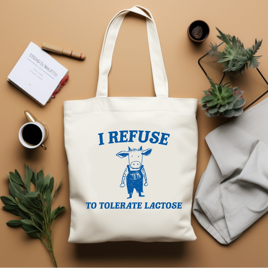 Lactose Intolerant Cow Tote Bag – Funny Cotton Canvas Market Bag - Etsy