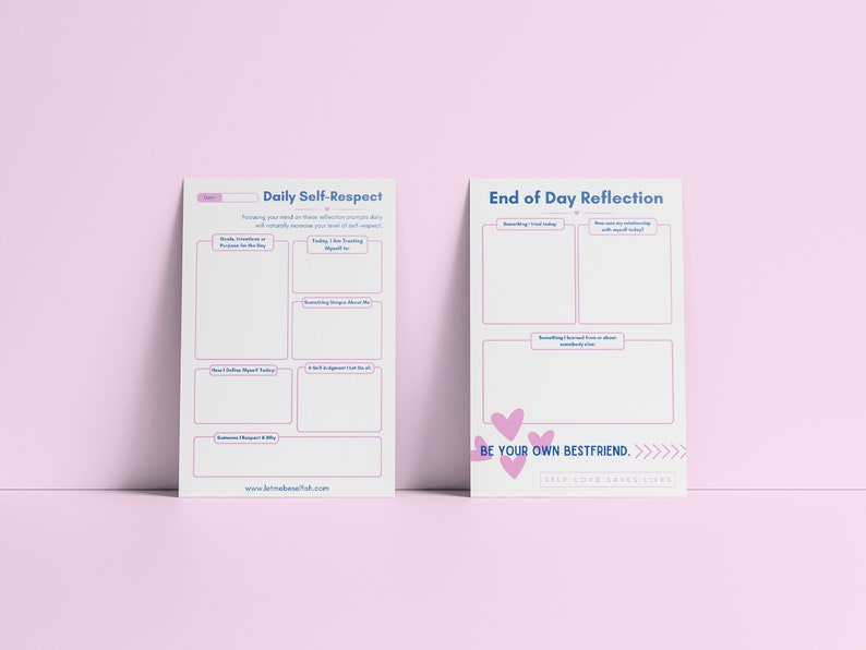 Daily Self Respect Reflection Notepad Self Reflection Self Care Notepad ...