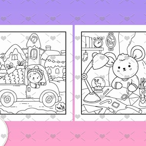 12 Christmas Coloring Pages. Cute Hand-drawn Winter Animals. Cute ...