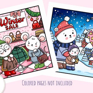 12 Christmas Coloring Pages. Cute Hand-drawn Winter Animals. Cute ...