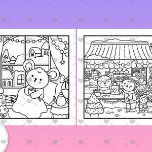 10 Christmas Coloring Pages. Cute Hand-drawn Winter Animals. Cute ...