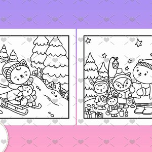 10 Christmas Coloring Pages. Cute Hand-drawn Winter Animals. Cute ...