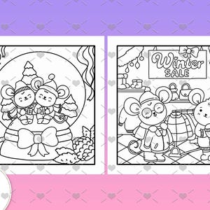 12 Christmas Coloring Pages. Cute Hand-drawn Winter Animals. Cute ...