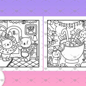 10 Christmas Coloring Pages. Cute Hand-drawn Winter Animals. Cute ...