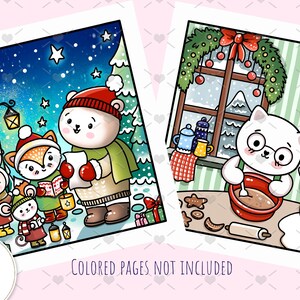 10 Christmas Coloring Pages. Cute Hand-drawn Winter Animals. Cute ...