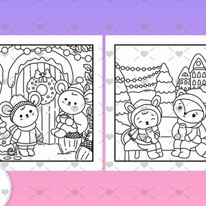 12 Christmas Coloring Pages. Cute Hand-drawn Winter Animals. Cute ...