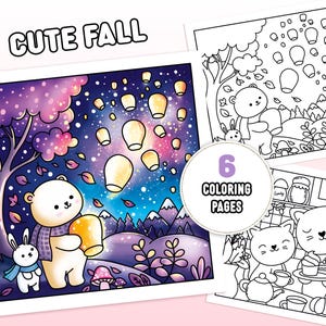 Autumn Kawaii Coloring Pages for Adults – 6 Cozy Hand-drawn Printable ...