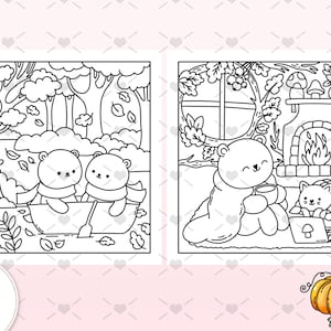 Autumn Cozy Kawaii Coloring Pages – 6 Aesthetic Hand-drawn Doodles for ...