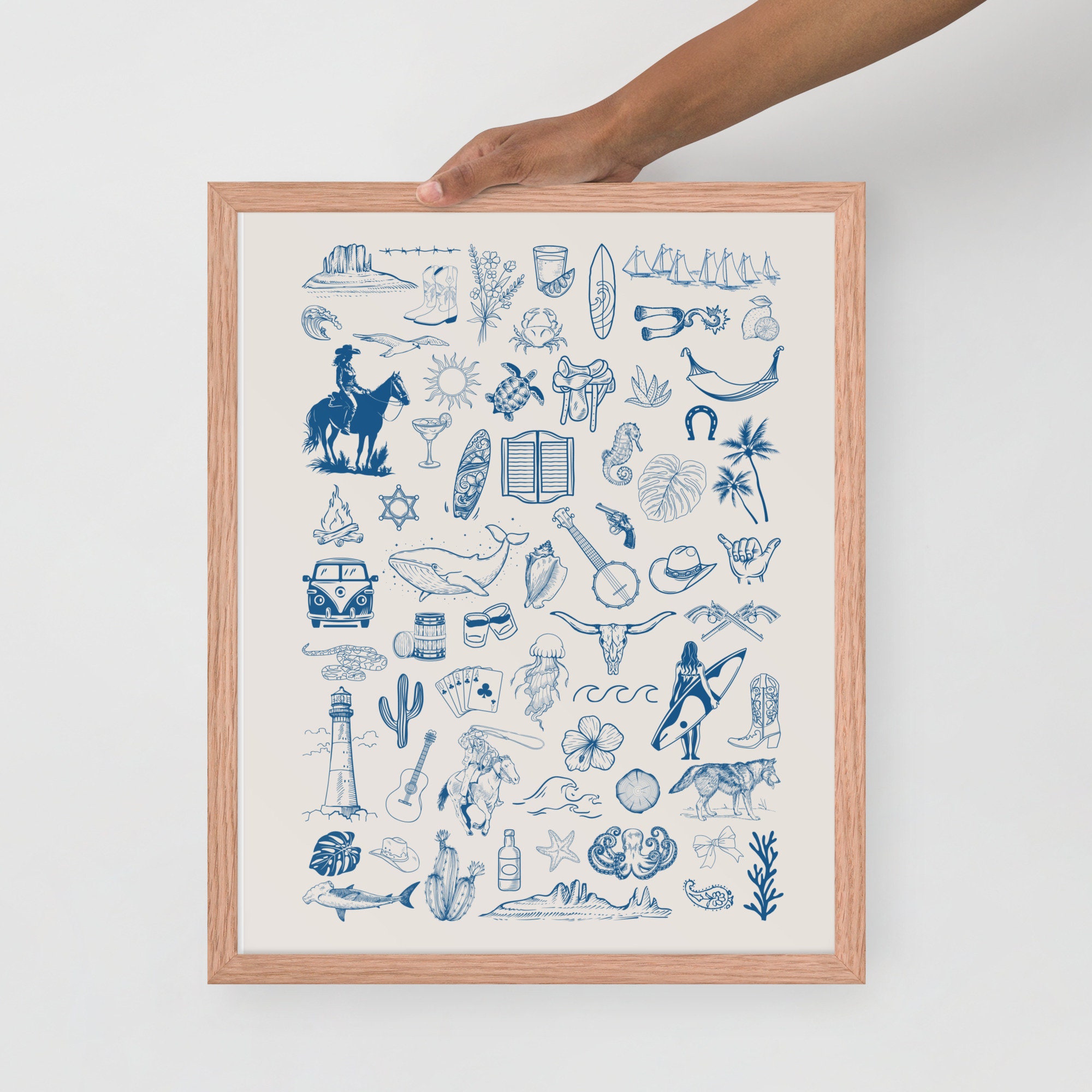 Coastal Cowgirl Decor Dorm Room Aesthetic Framed Poster - Etsy