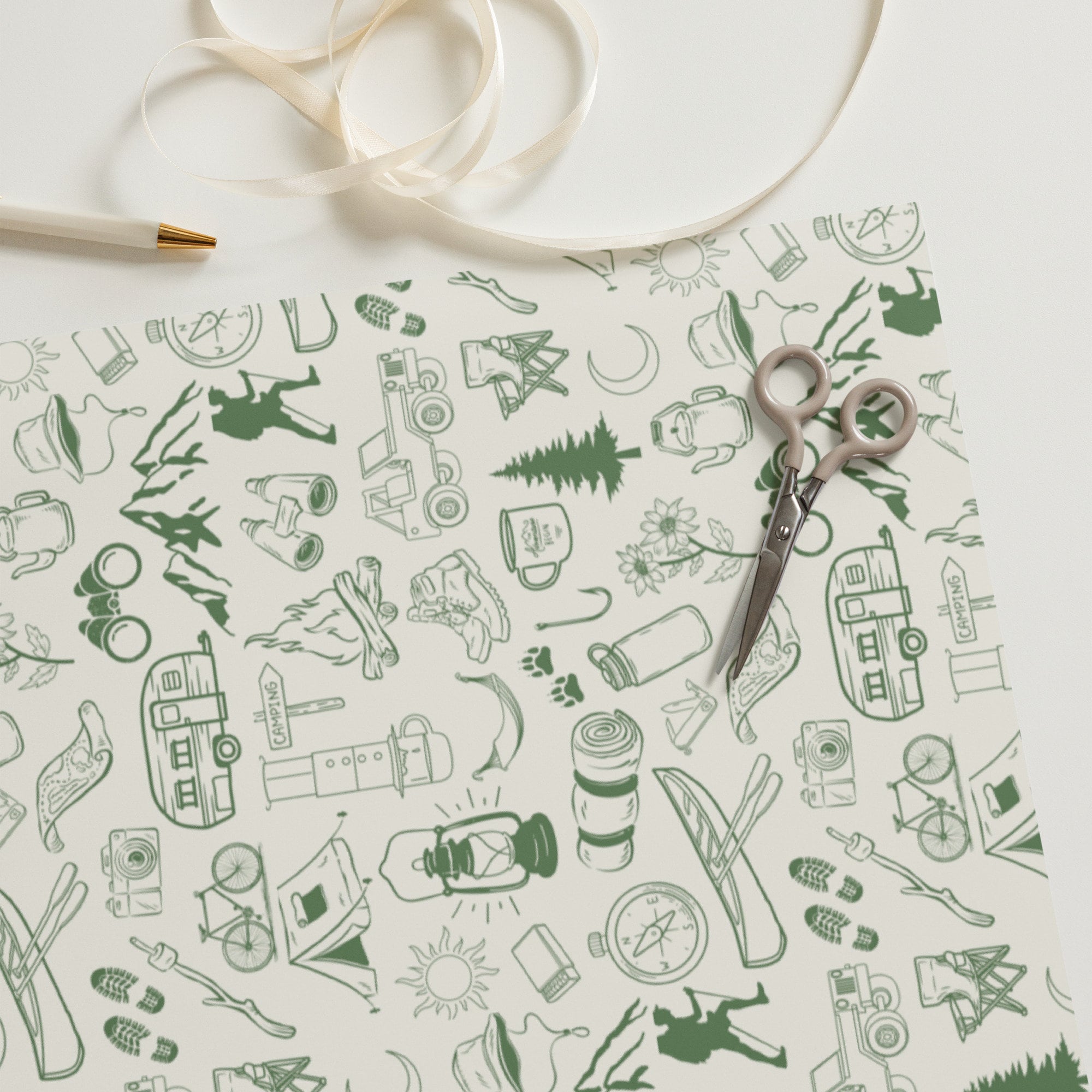 Cute Camper Wrapping Paper Sheets | Kids Camping Wrapping Paper | Kids ...