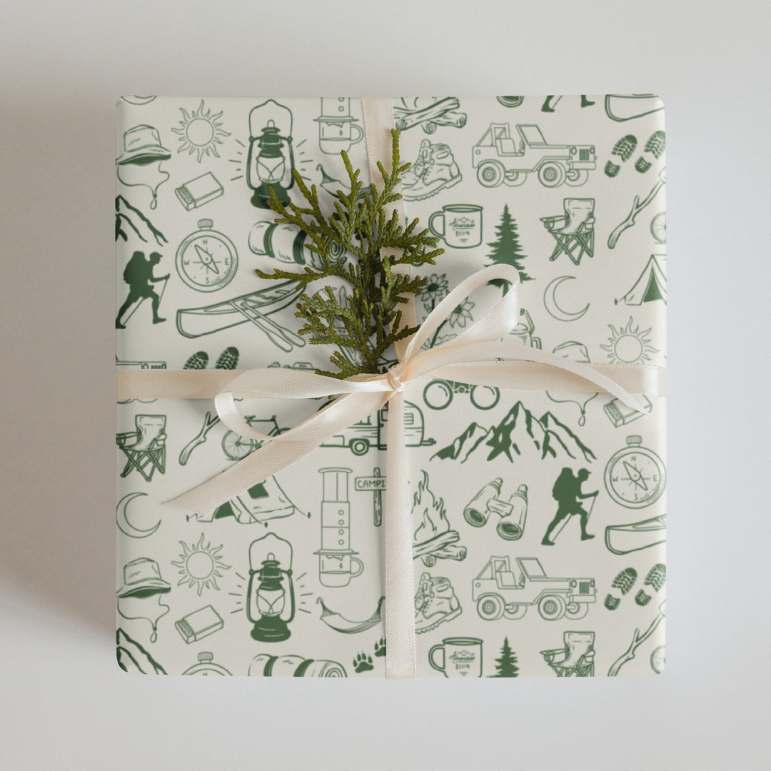 Cute Camper Wrapping Paper Sheets | Kids Camping Wrapping Paper | Kids ...