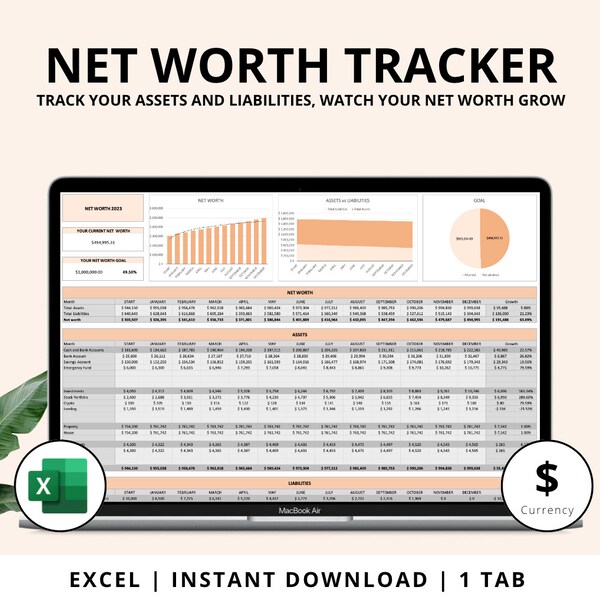 Net Worth Template Excel - Etsy