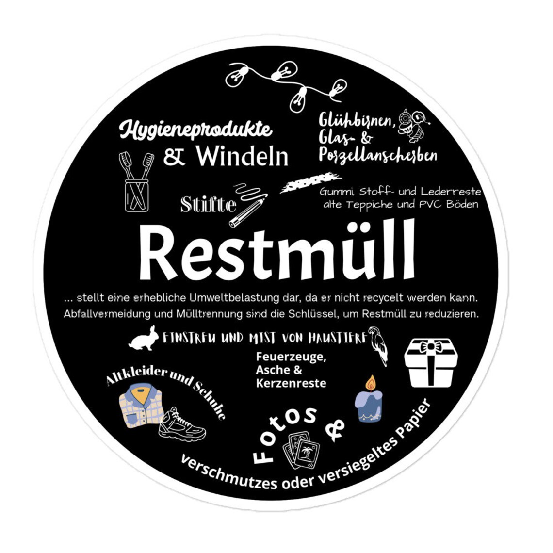 Sticker Trash Bin | Waste Separation Residual Waste | Waste Management ...