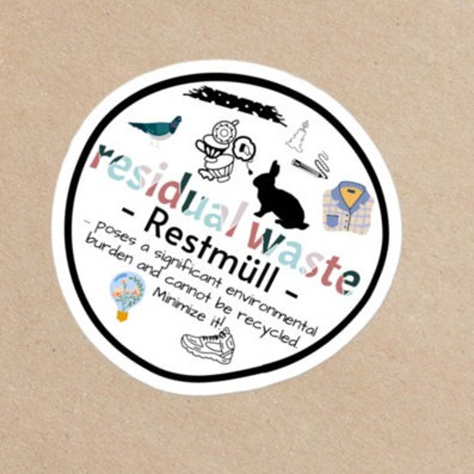Waste Management Sticker | Sticker Residual Waste | Lettering ...