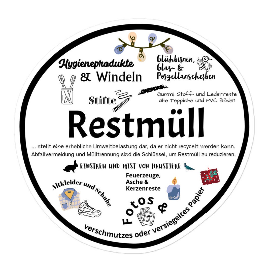 Sticker Waste Separation | Aufkleber Für Mülltrennung | Mülleimer ...