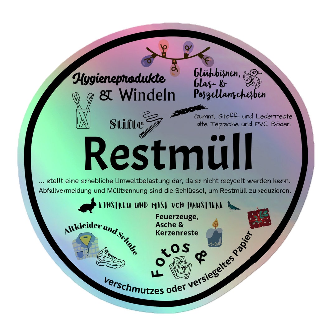 Holographic Sticker Waste Separation | Aufkleber Für Mülltrennung ...