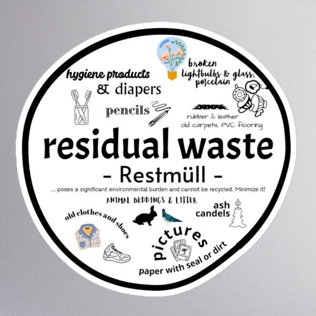 Waste Management Sticker Sticker Residual Waste Lettering - Etsy