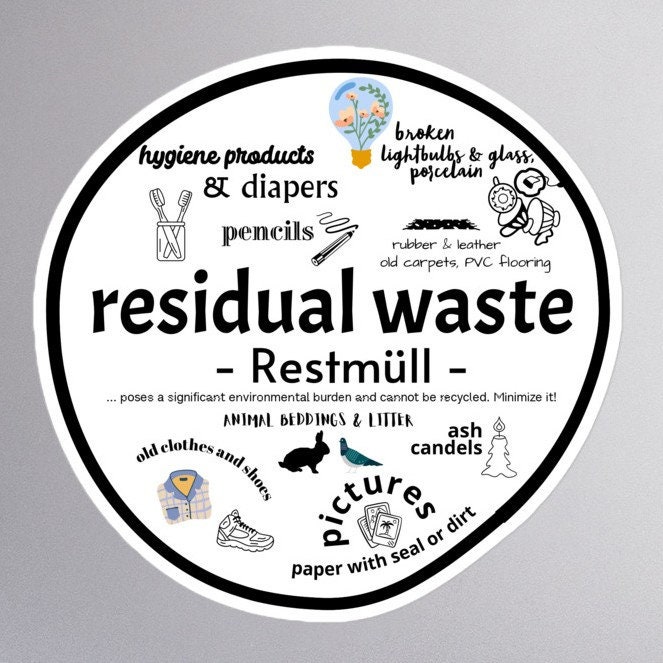 Waste Management Sticker | Sticker Residual Waste | Lettering ...