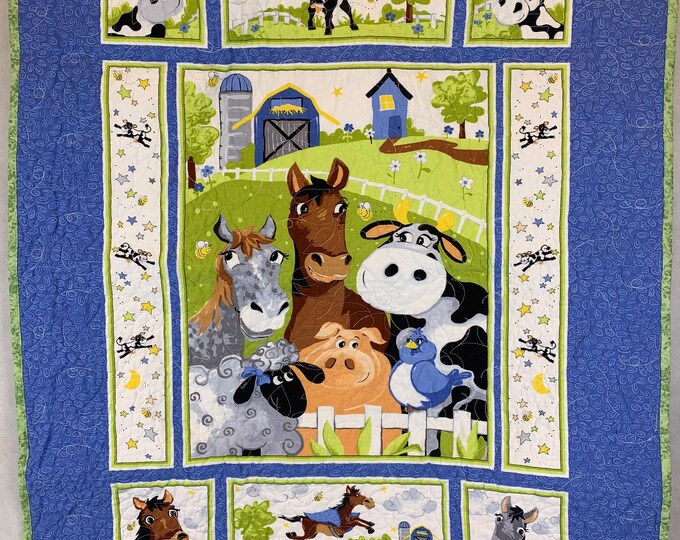 Handmade Baby Quilt - Susybee's Barnyard Blues - Etsy