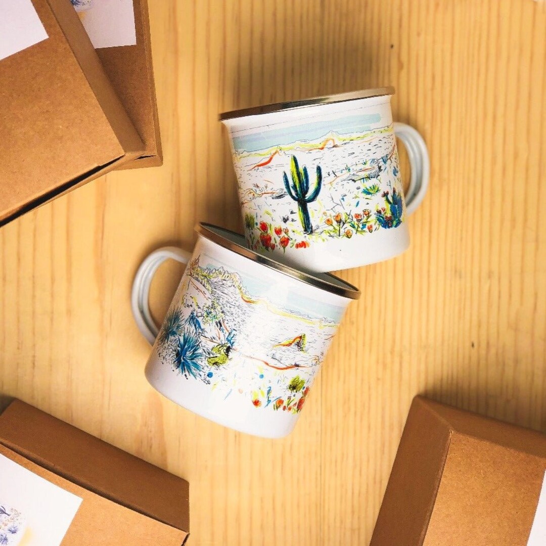 Desert Inspired Coffee Camp Mugs – Unique 12oz Mugs Featuring AZ Desert ...