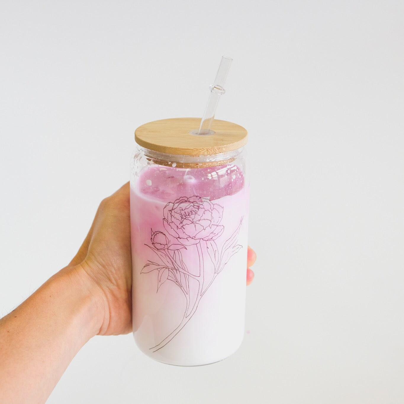 Floral Glass Tumbler Cups With Lid & Straw - Etsy