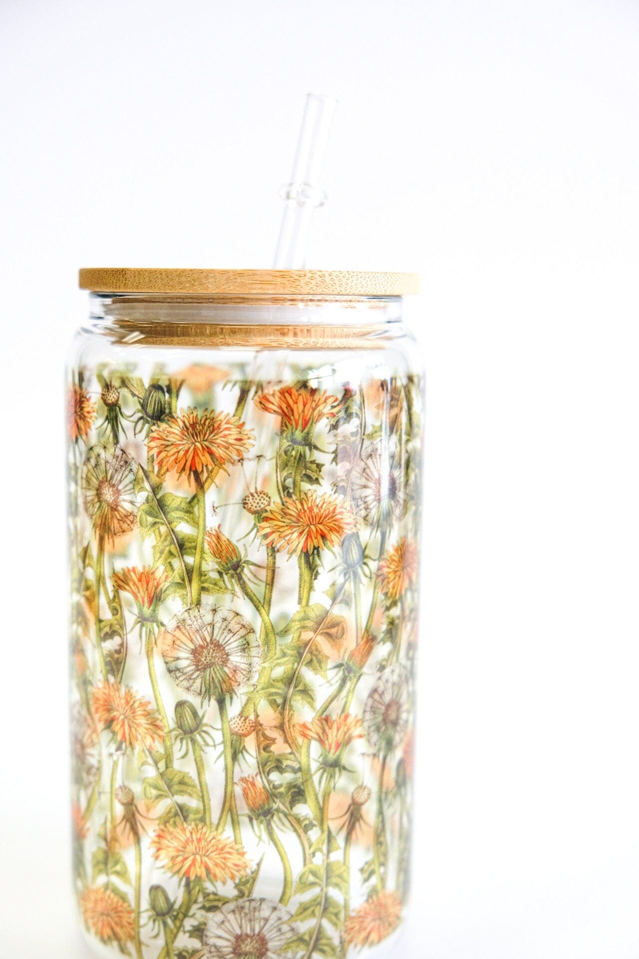Floral Glass Tumbler Cups With Lid & Straw - Etsy