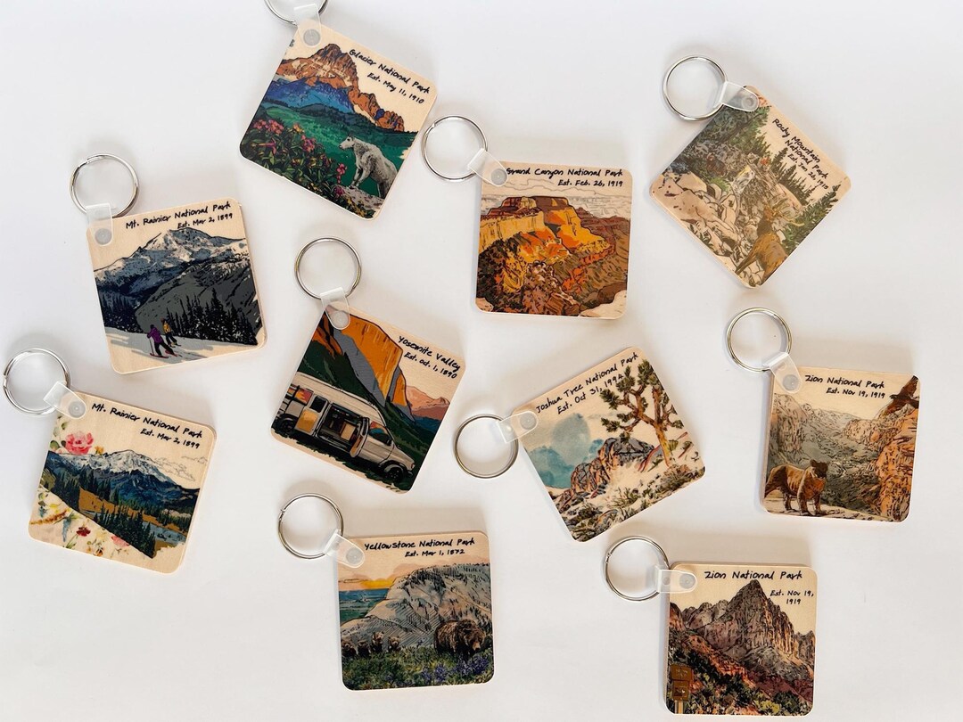 Wooden National Parks Keychain, Hand-printed – Grand Canyon, Yosemite ...