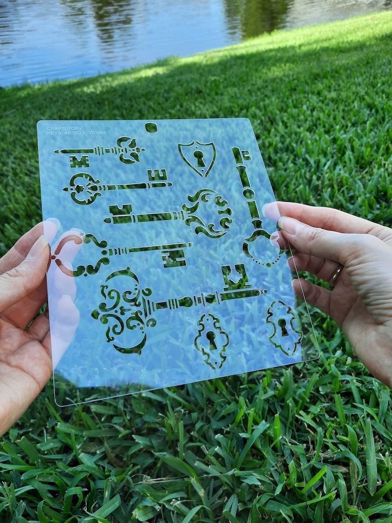 Stencil Vintage Keys, Plastic Stencil, Reusable Stencil, Sturdy ...
