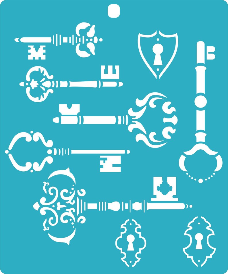Stencil Vintage Keys, Plastic Stencil, Reusable Stencil, Sturdy ...