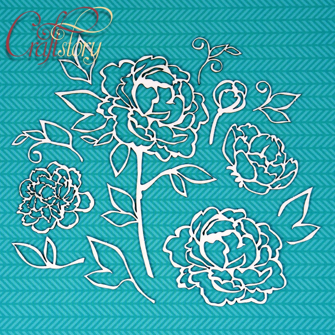 Laser Cut Chipboard - Peonies, Flowers. Embellishments for Card Making ...
