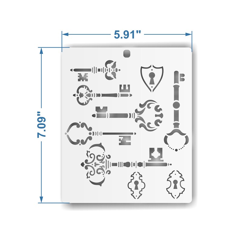 Stencil Vintage Keys, Plastic Stencil, Reusable Stencil, Sturdy ...