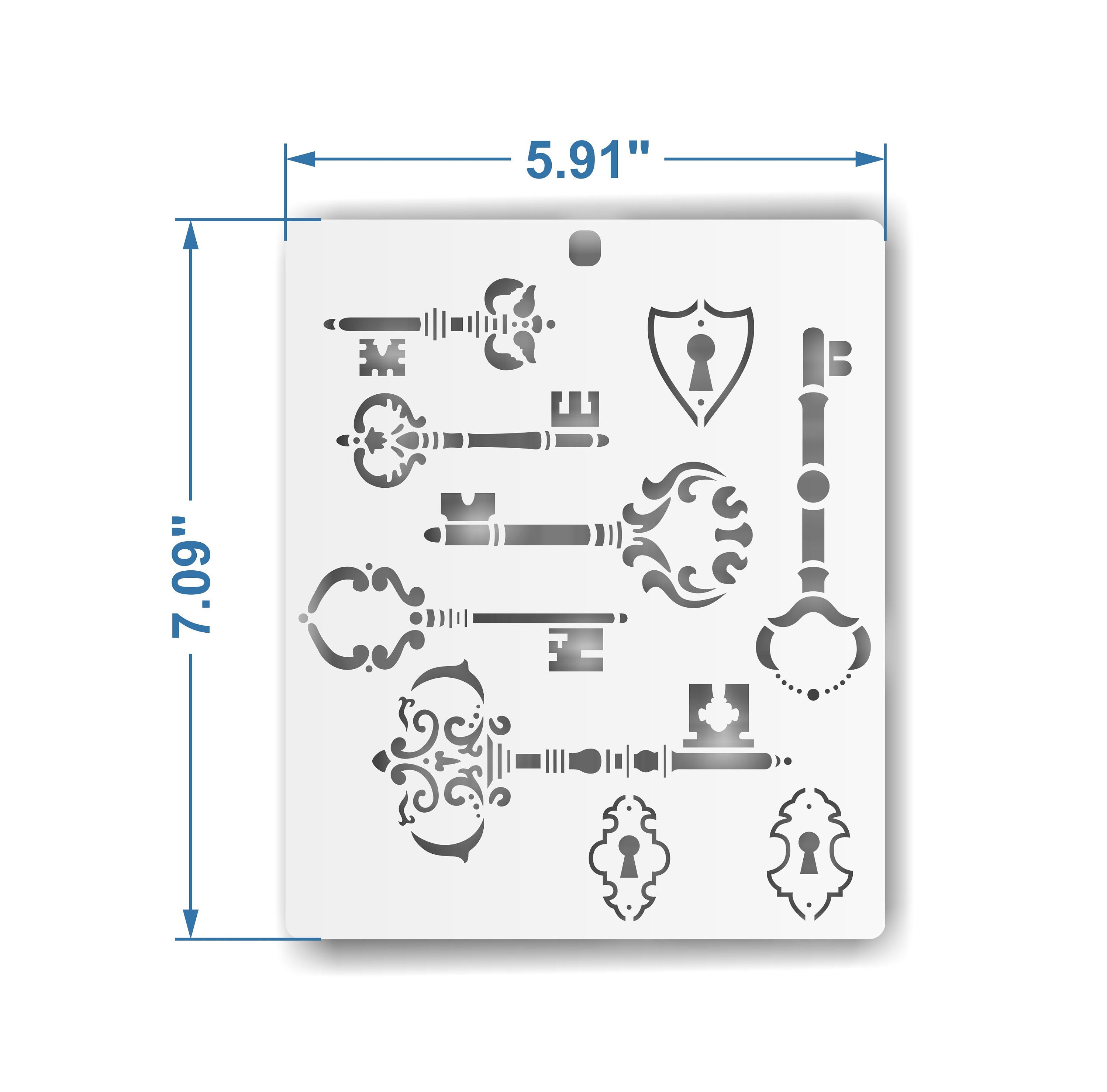 Stencil Vintage Keys, Plastic Stencil, Reusable Stencil, Sturdy ...