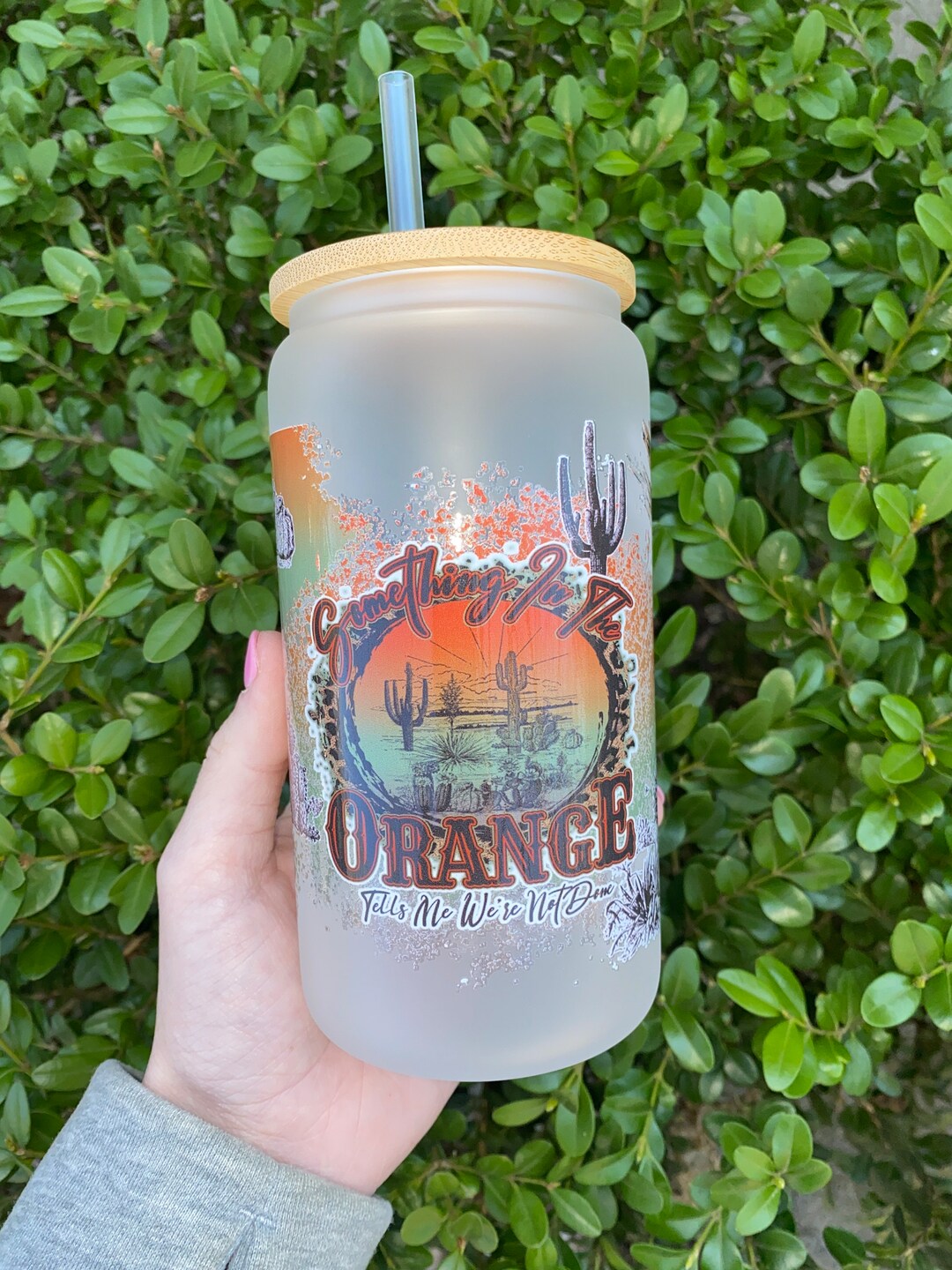 16oz Frosted Glass Cup “in the Orange” - Etsy