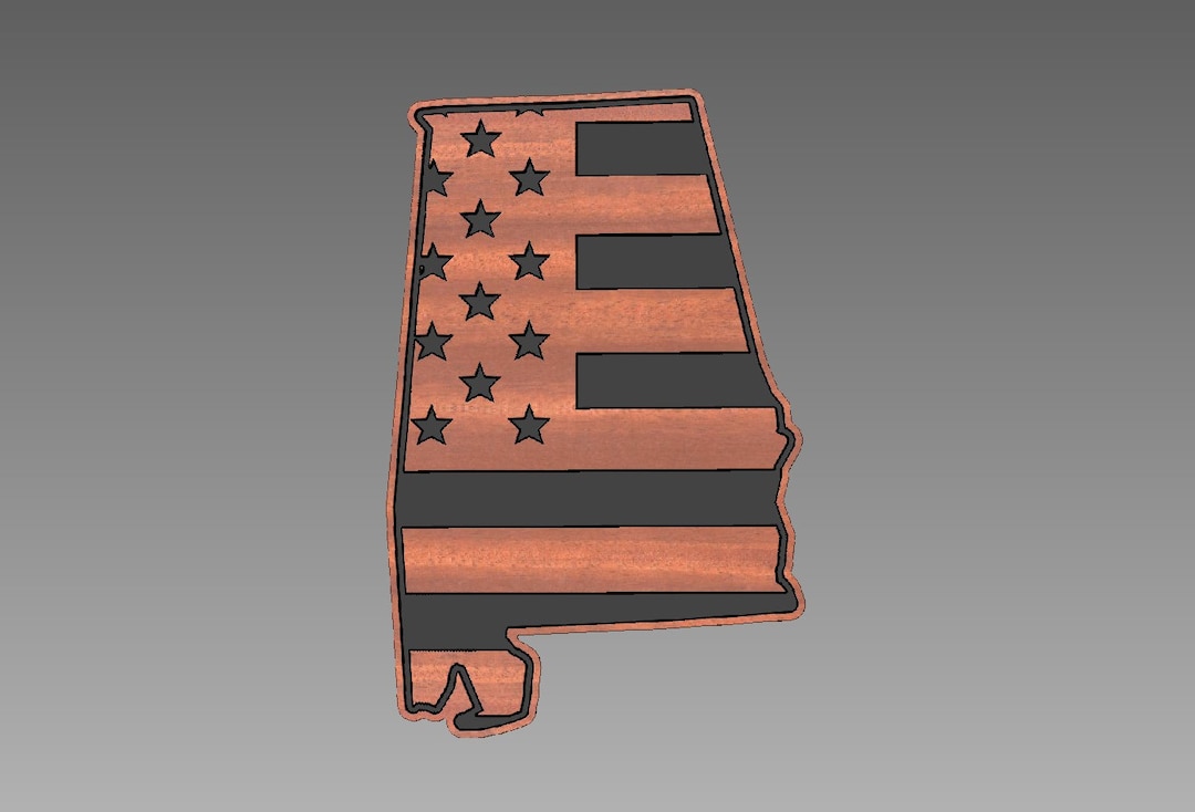 Alabama State Outline With US American Flag Cutfile (svg, Dxf, Crv ...
