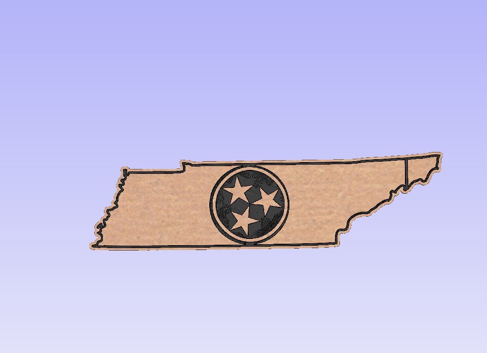 State of Tennessee With State Flag (svg, Dxf, Crv, Lbrn, C2d, Png, Pdf ...