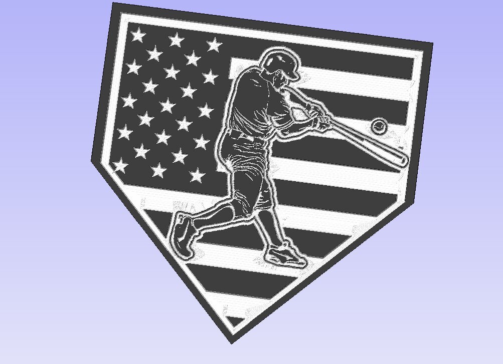 Baseball Batter American Flag Background With Home Plate Outline (svg ...