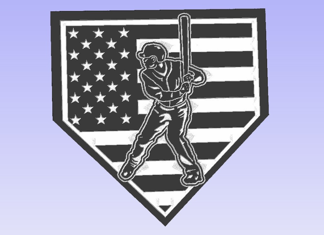 Baseball Batter American Flag Background With Home Plate Outline (svg ...